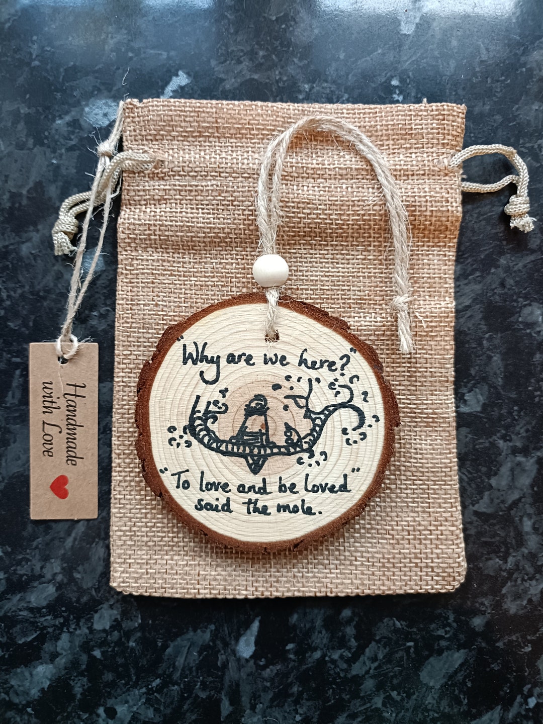 Wood Slice, the Boy, the Mole, Decoration, Ornament, Gift. - Etsy