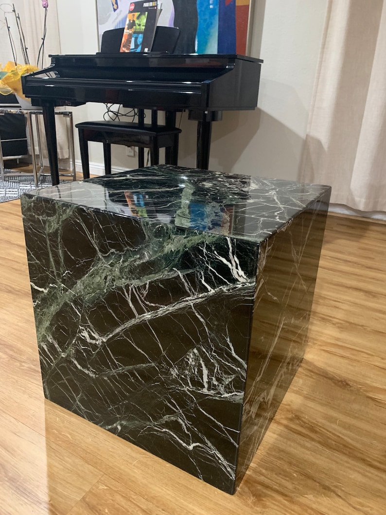 Vintage Black Marble Cube Shape Pedestal/side Table - Etsy