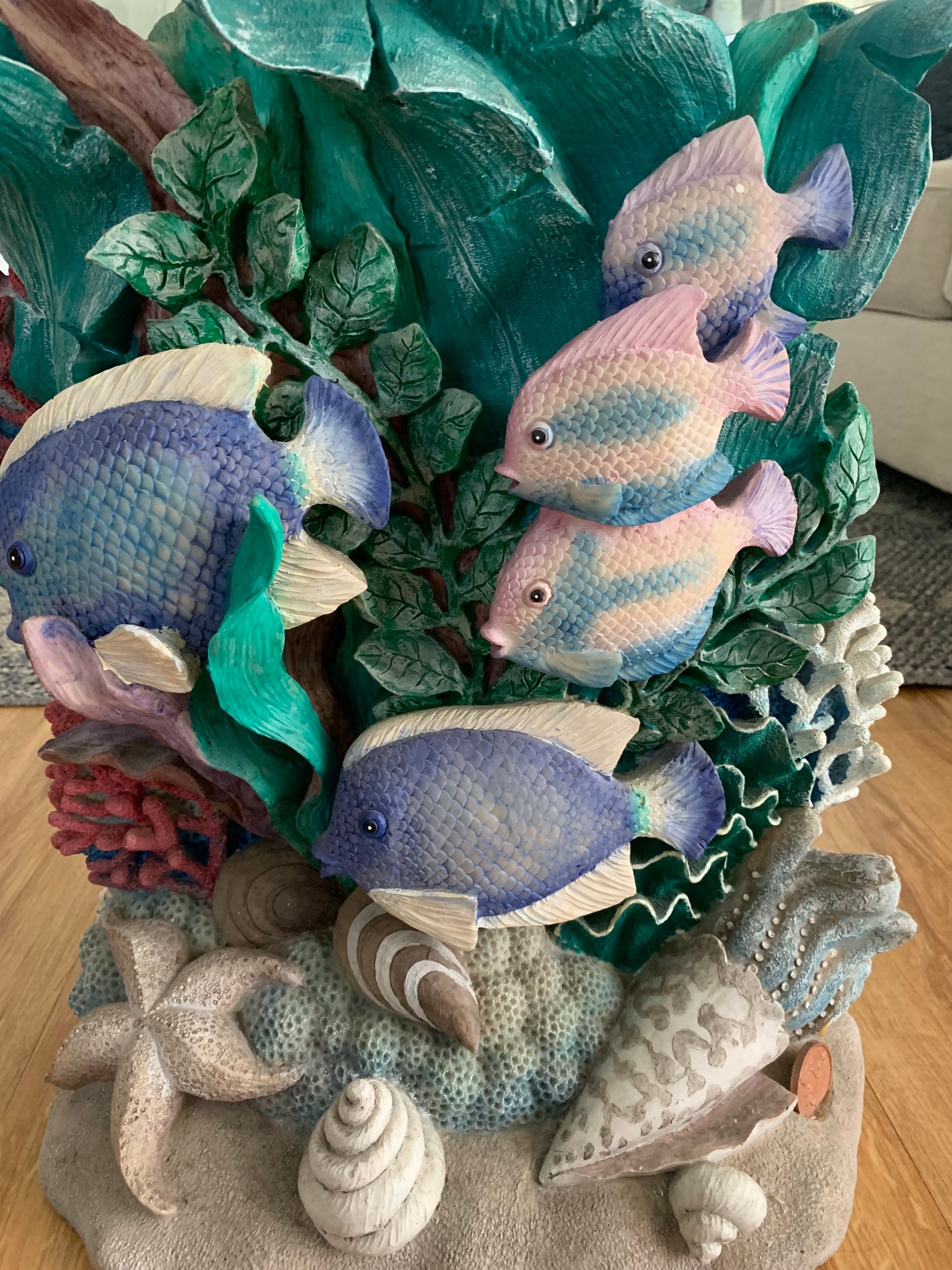 Hand Painted Plaster Aquatic Side Table - Etsy