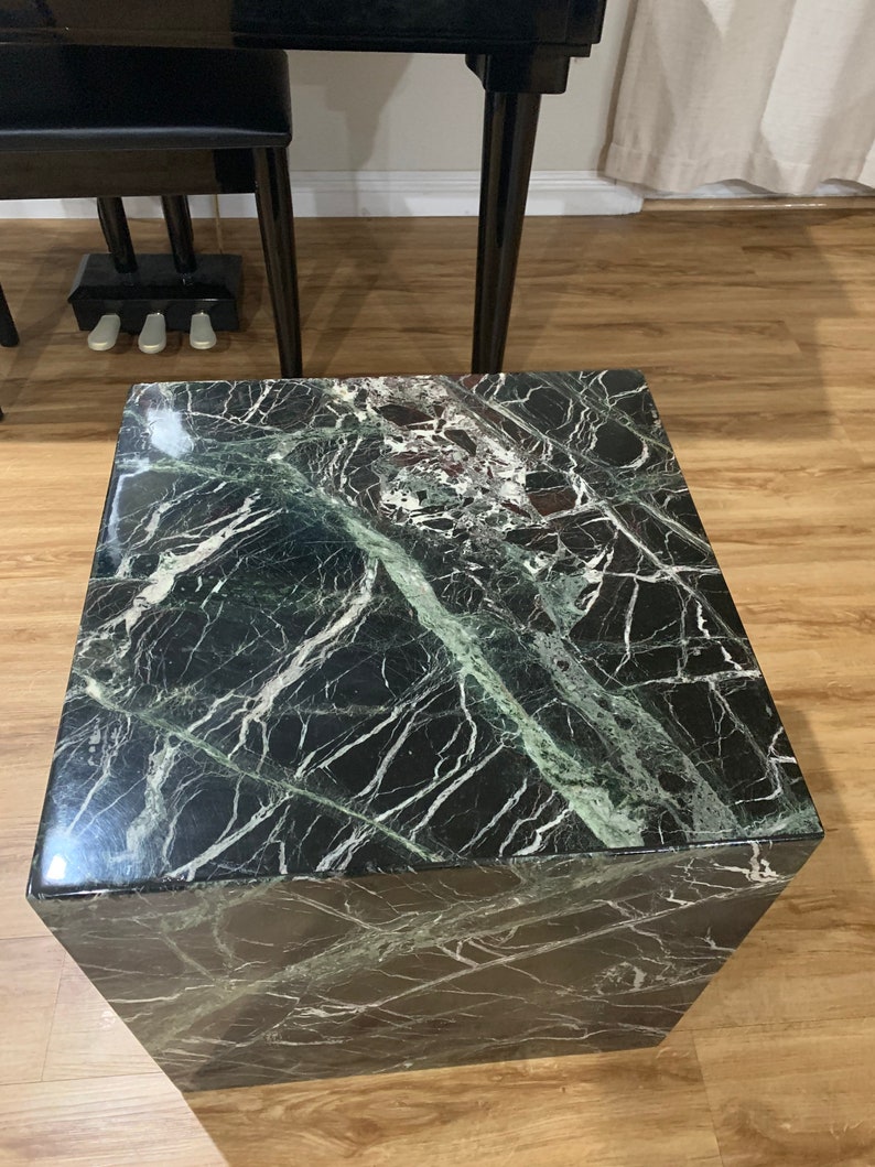Vintage Black Marble Cube Shape Pedestal/side Table - Etsy