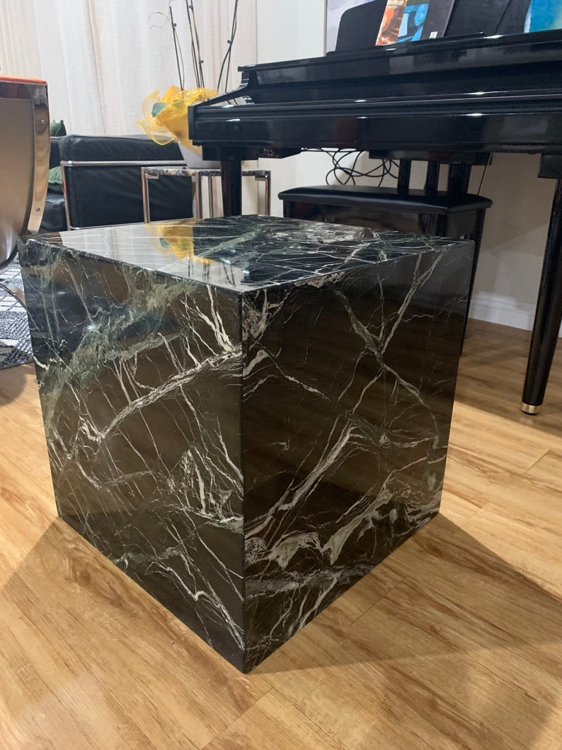 Vintage Black Marble Cube Shape Pedestal/side Table - Etsy
