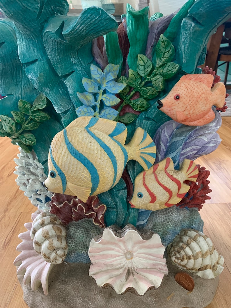 Hand Painted Plaster Aquatic Side Table - Etsy