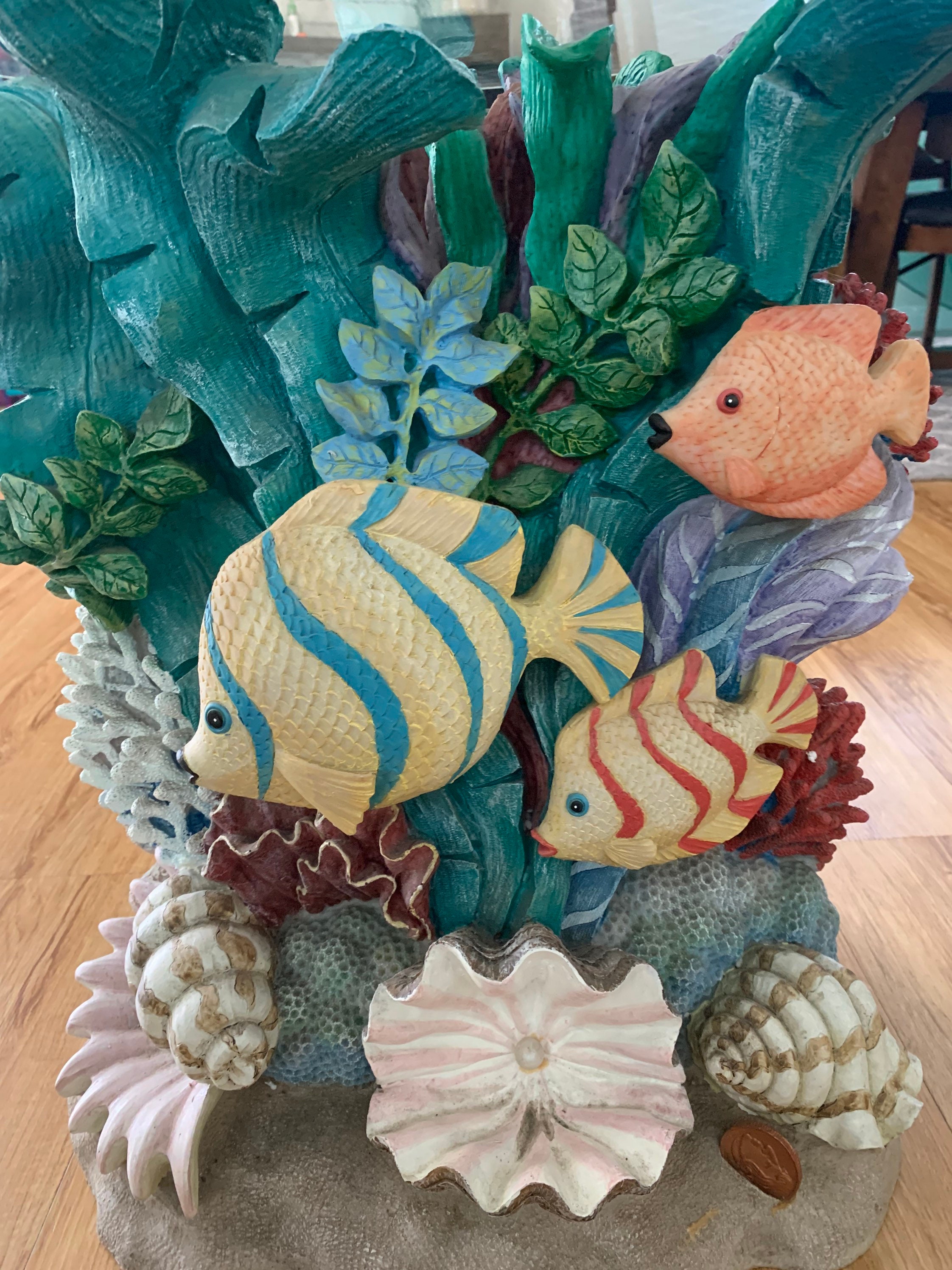 Hand Painted Plaster Aquatic Side Table - Etsy