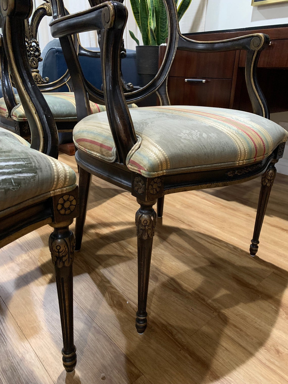 French Set of Six Louis XIV Style Dining Chairs - Etsy