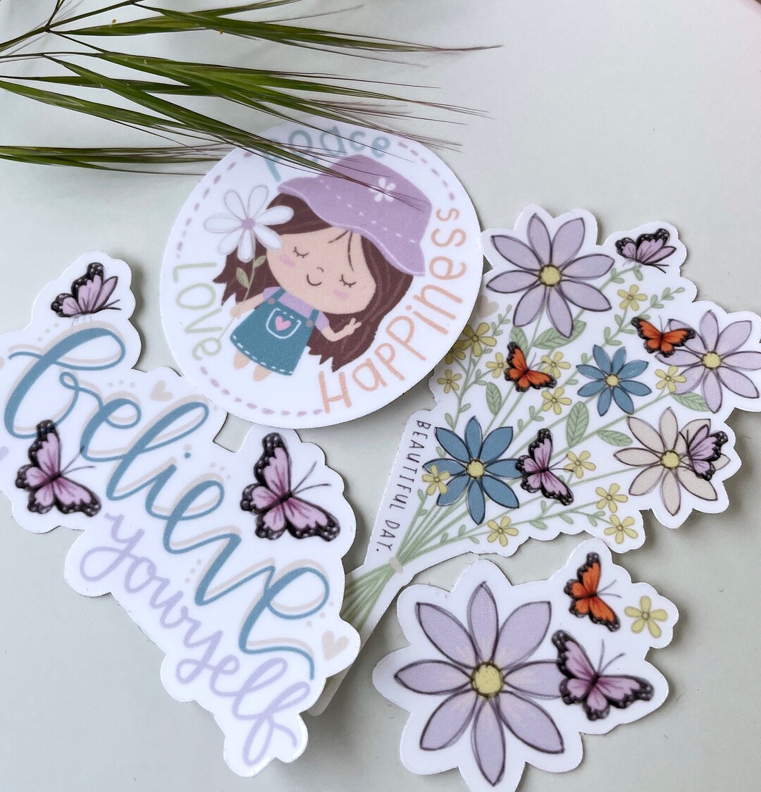 Butterfly Garden Sticker Set 4 Waterproof Stickers Believe - Etsy
