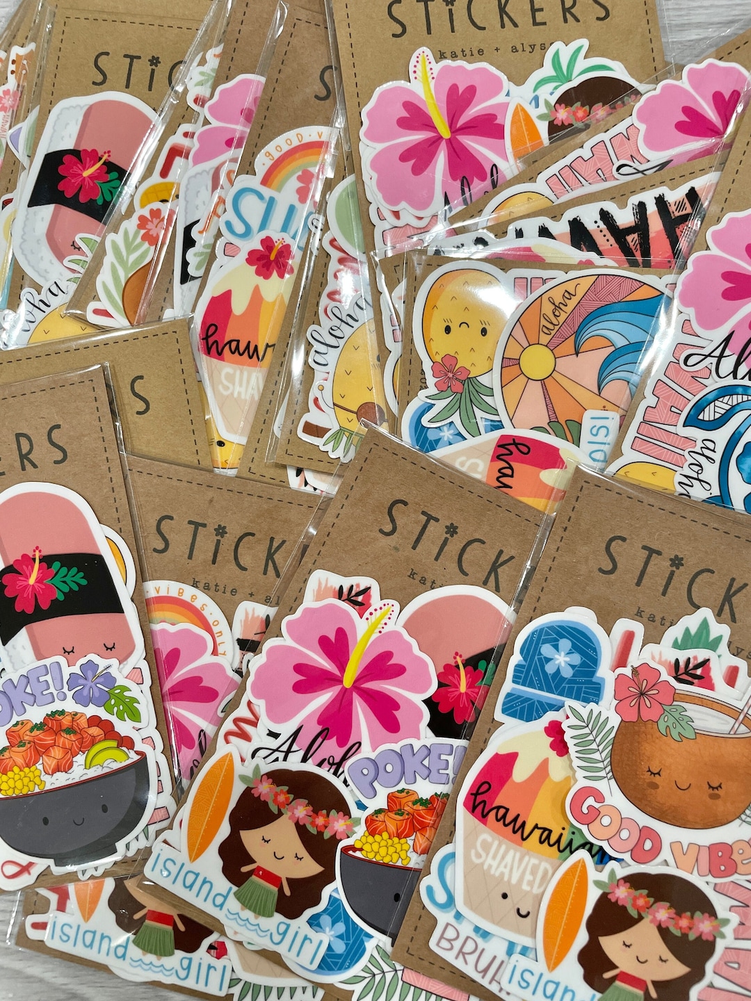 Random Hawaiian Sticker Pack - GLOSSY Stickers - 8 Cute and Randomly ...