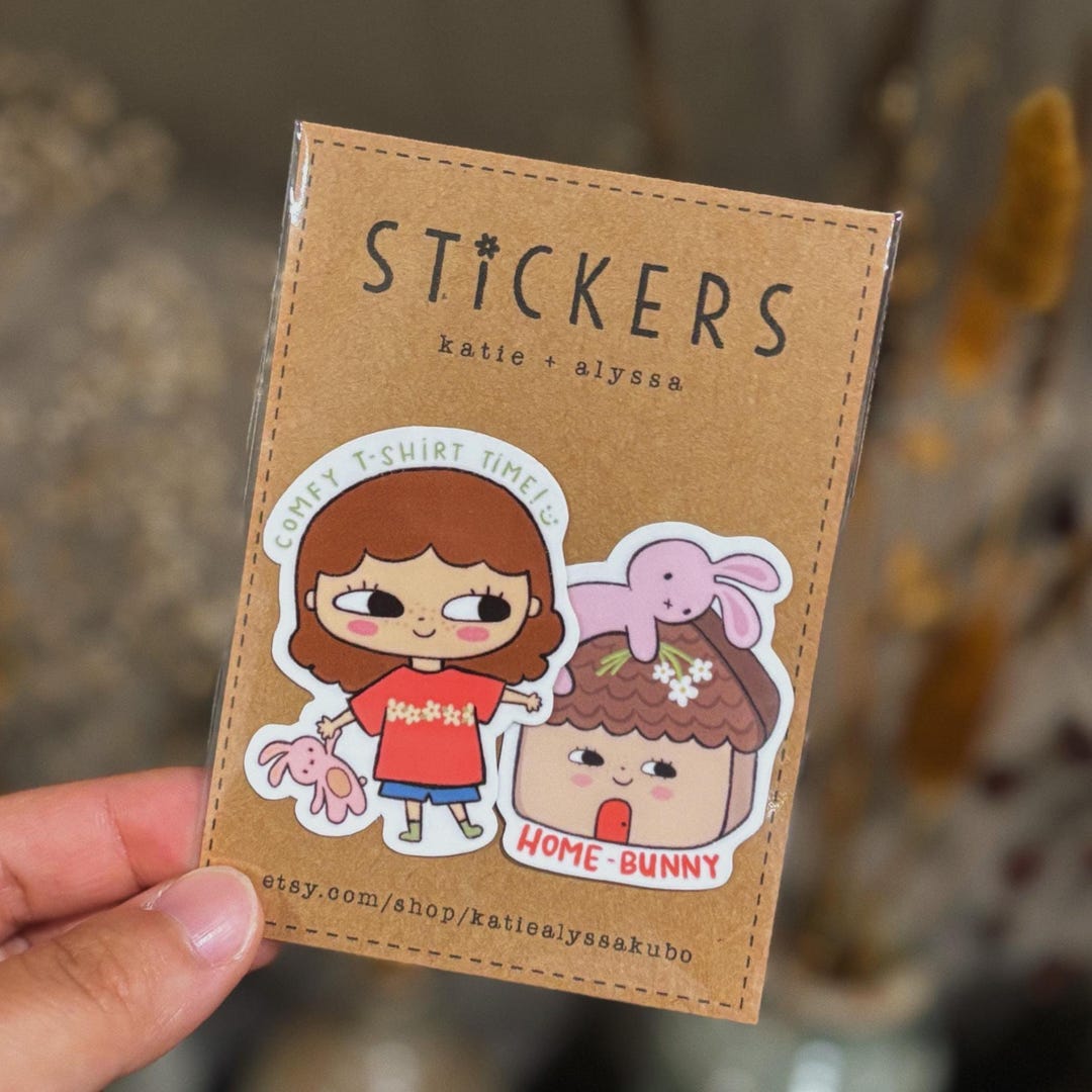 Cute Comfy Girl Sticker Set of 2 - Etsy