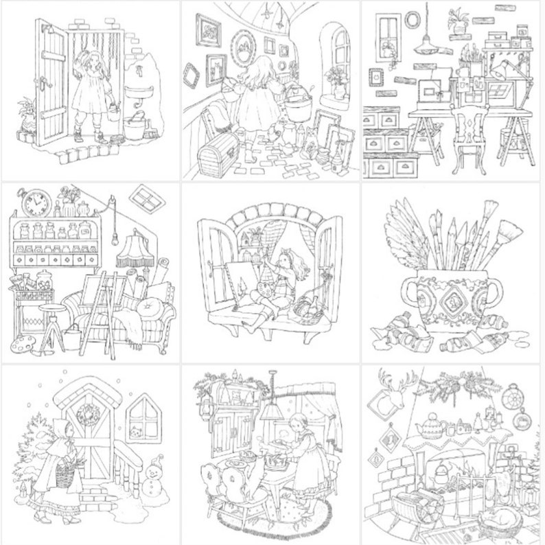 Dream Rooms Coloring Bookebook Instant Download Pdfcoloring Etsy