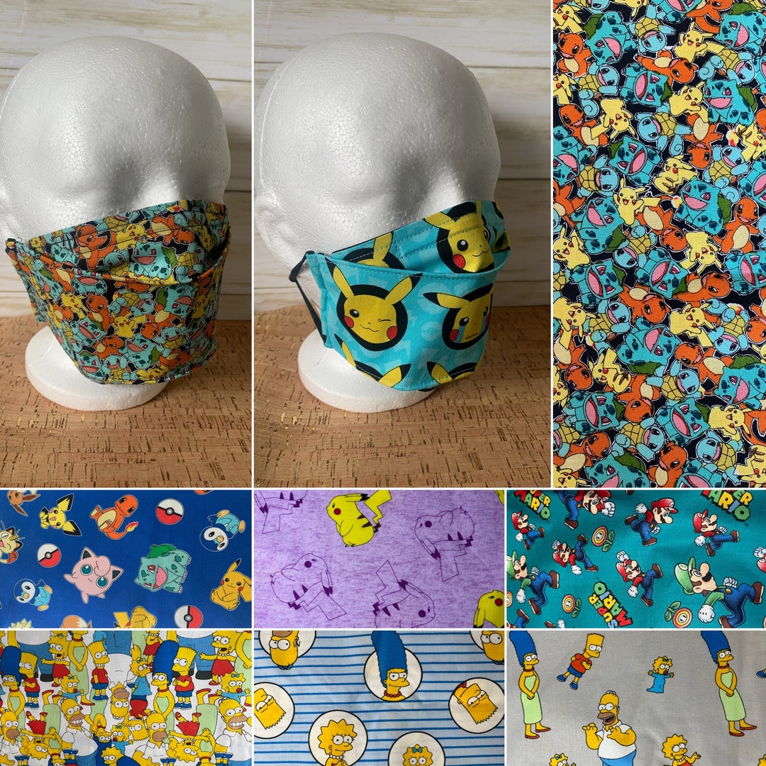 3 Layered Pokemon 3D Face Masks/ the Simpsons Masks / Super Mario Face ...