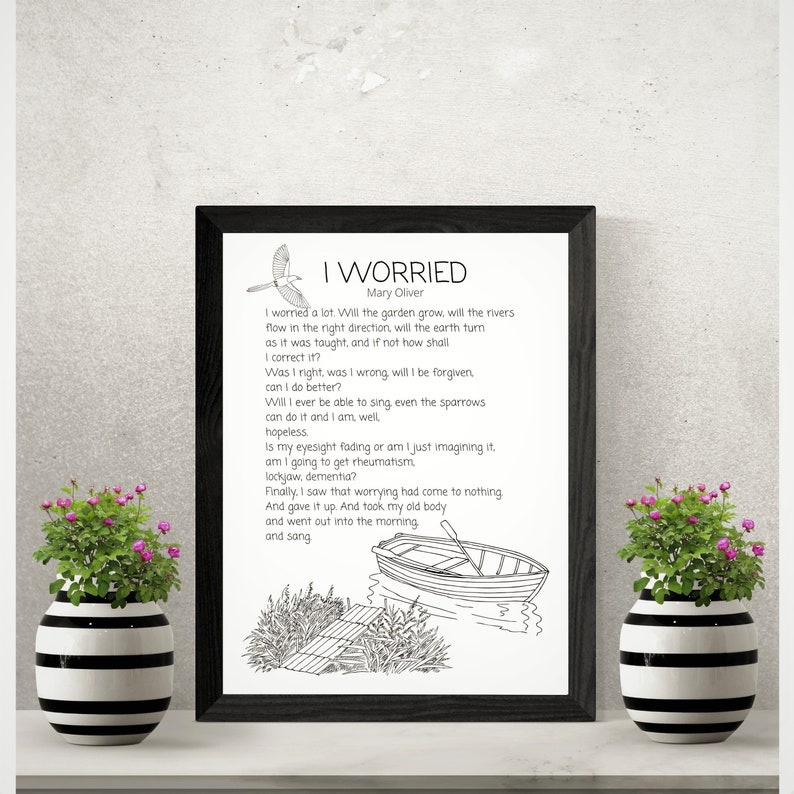 I Worried, Mary Oliver Poem Print,growth Mindset, Cottagecore Printable ...