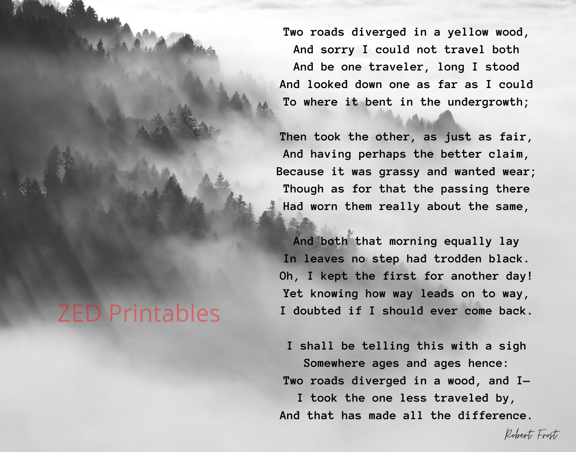 The Road Not Taken, Inspiring English Literature Classic Robert Frost ...