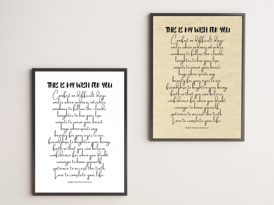 Ralph Waldo Emerson Poem Digital Print Poster, This is My Wish for You ...