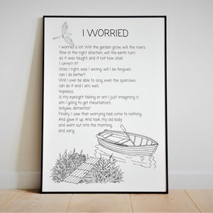 I Worried, Mary Oliver Poem Print,growth Mindset, Cottagecore Printable ...