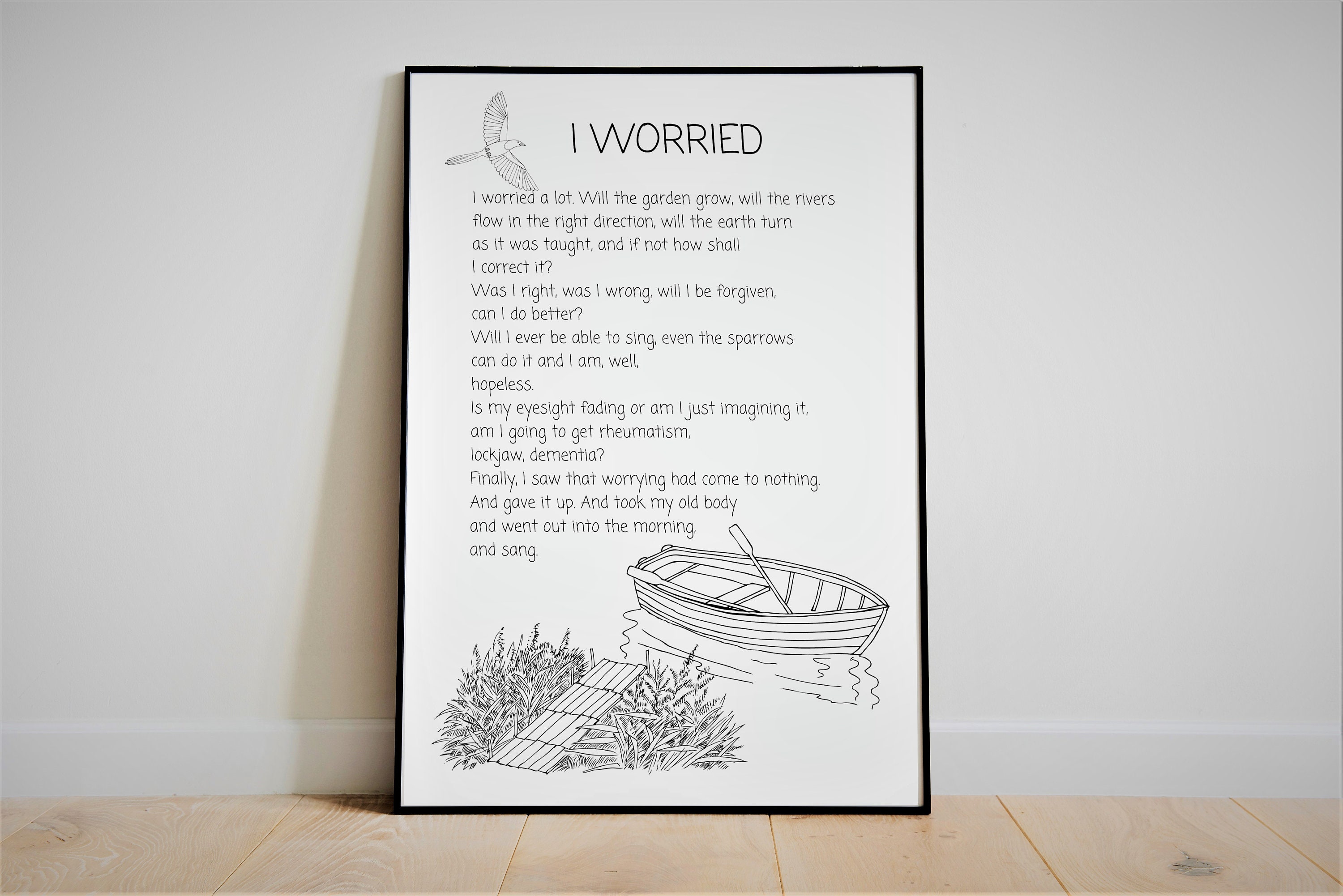 I Worried, Mary Oliver Poem Print,growth Mindset, Cottagecore Printable ...