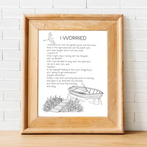 I Worried, Mary Oliver Poem Print,growth Mindset, Cottagecore Printable ...