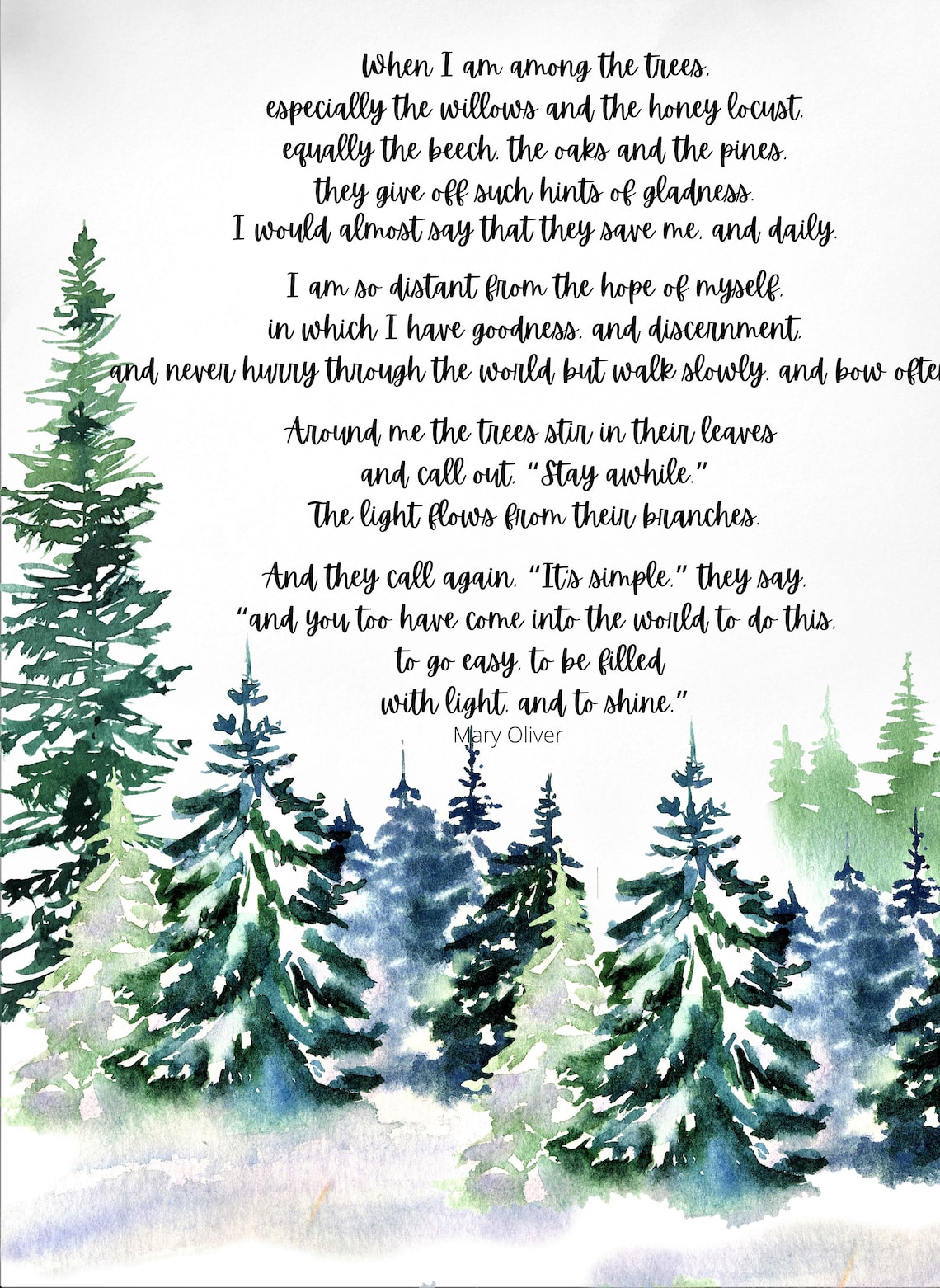 Mary Oliver Poem, When I Am Among the Trees, American Poetry, Mary ...