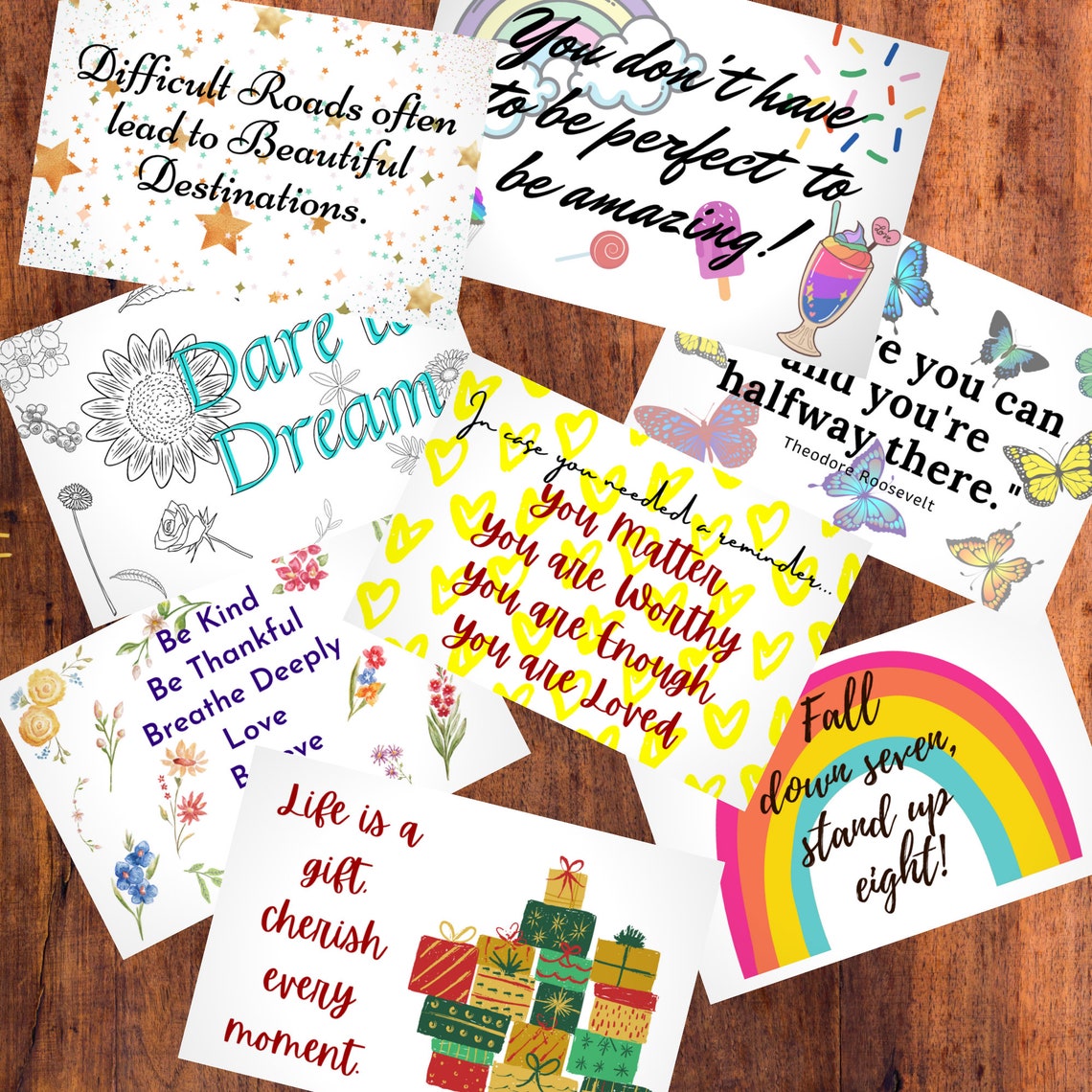 Printable Positivity Cards Inspirational Words Encouragement - Etsy