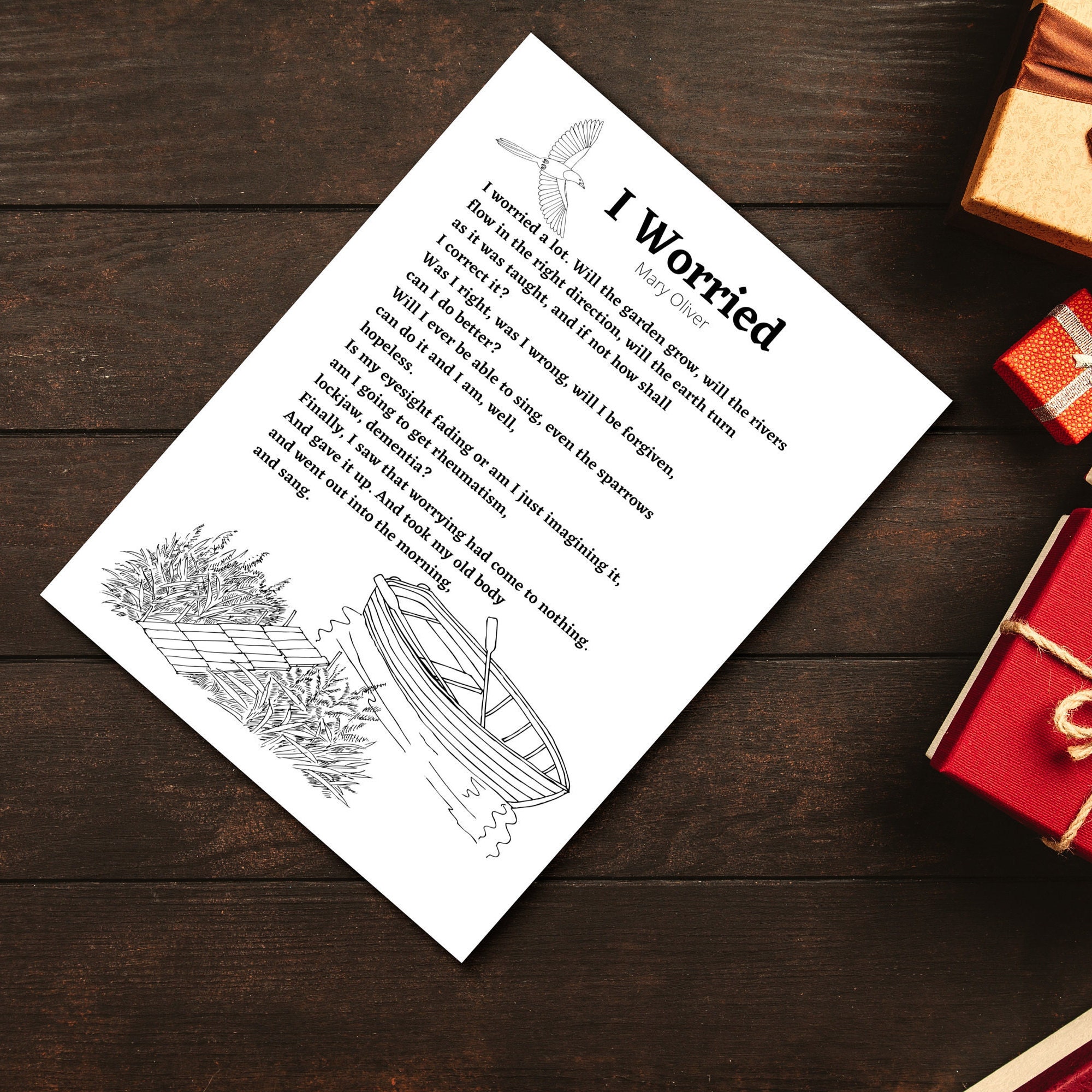 I Worried, Mary Oliver Poem Print,growth Mindset, Cottagecore Printable ...
