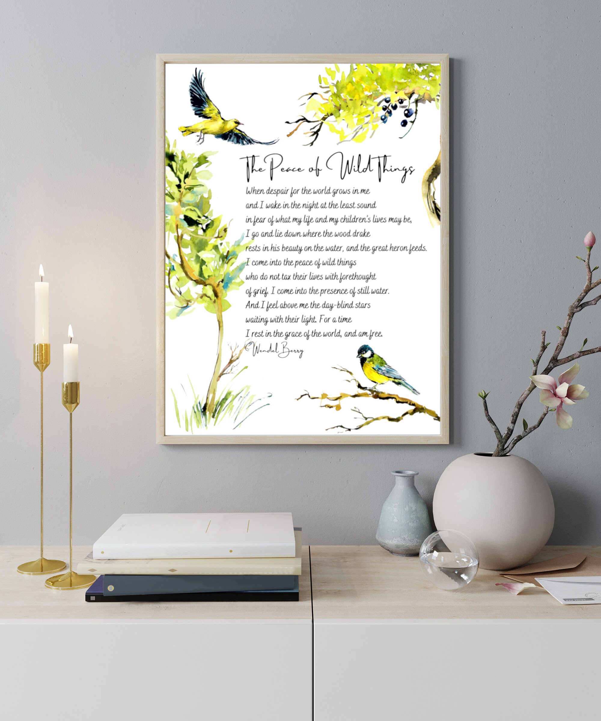 Wendell Berry Poem, Peace of Wild Things, Healing Nature Art ...