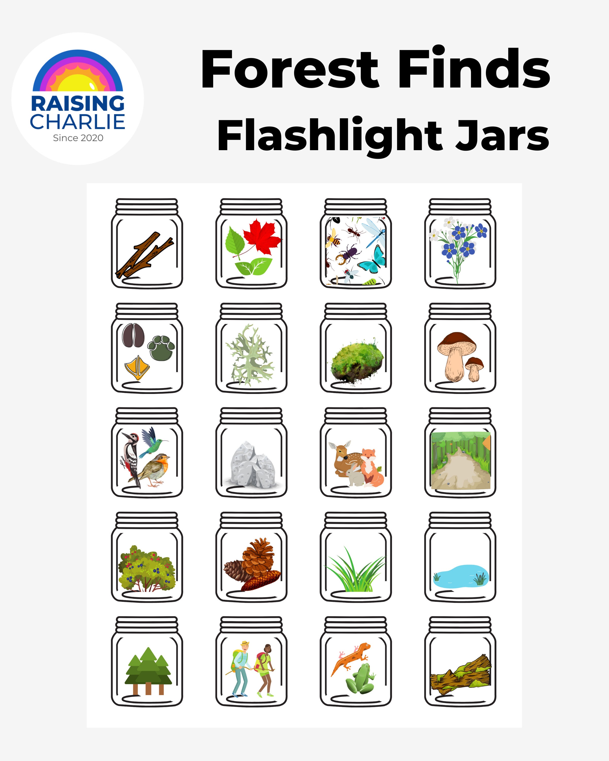 Forest Finds Flashlight Jars Printable - Etsy