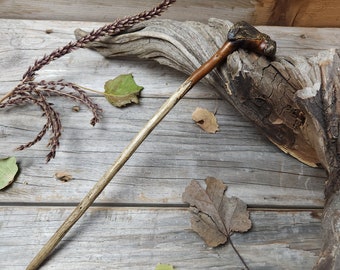 Wood Wand - Poplar Wood 15 1/4" With Brass Accents, Handmade Wooden ...