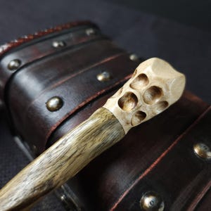 Wood Wand Black Limba W/ Maple Pommel 13 7/8, Handmade Wooden Magic ...