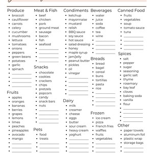 Grocery List Template All 5 Colors - Etsy