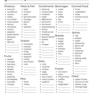 Grocery List Template All 5 Colors - Etsy