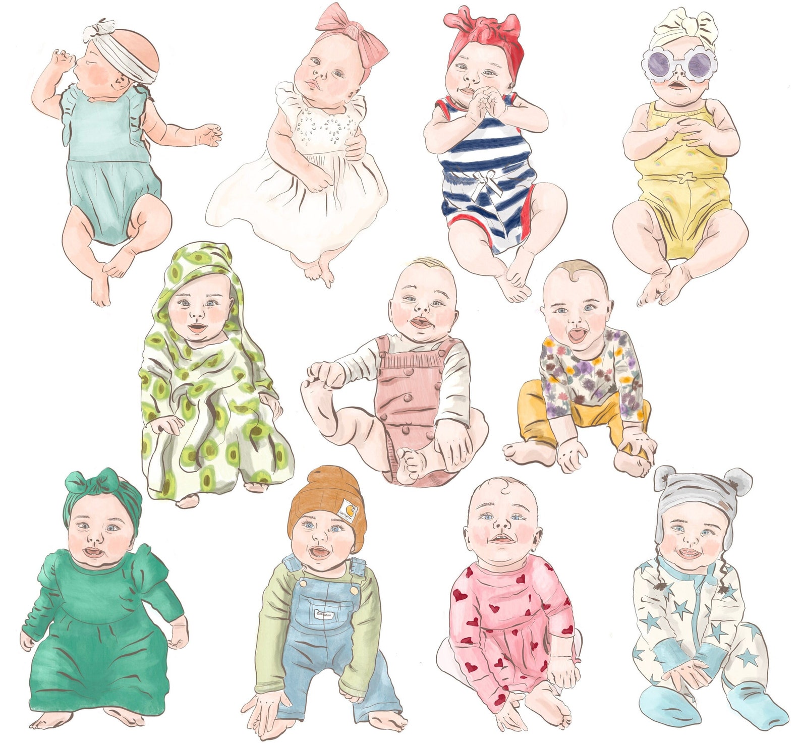 1st Birthday Art Portrait Month-to-month - Etsy