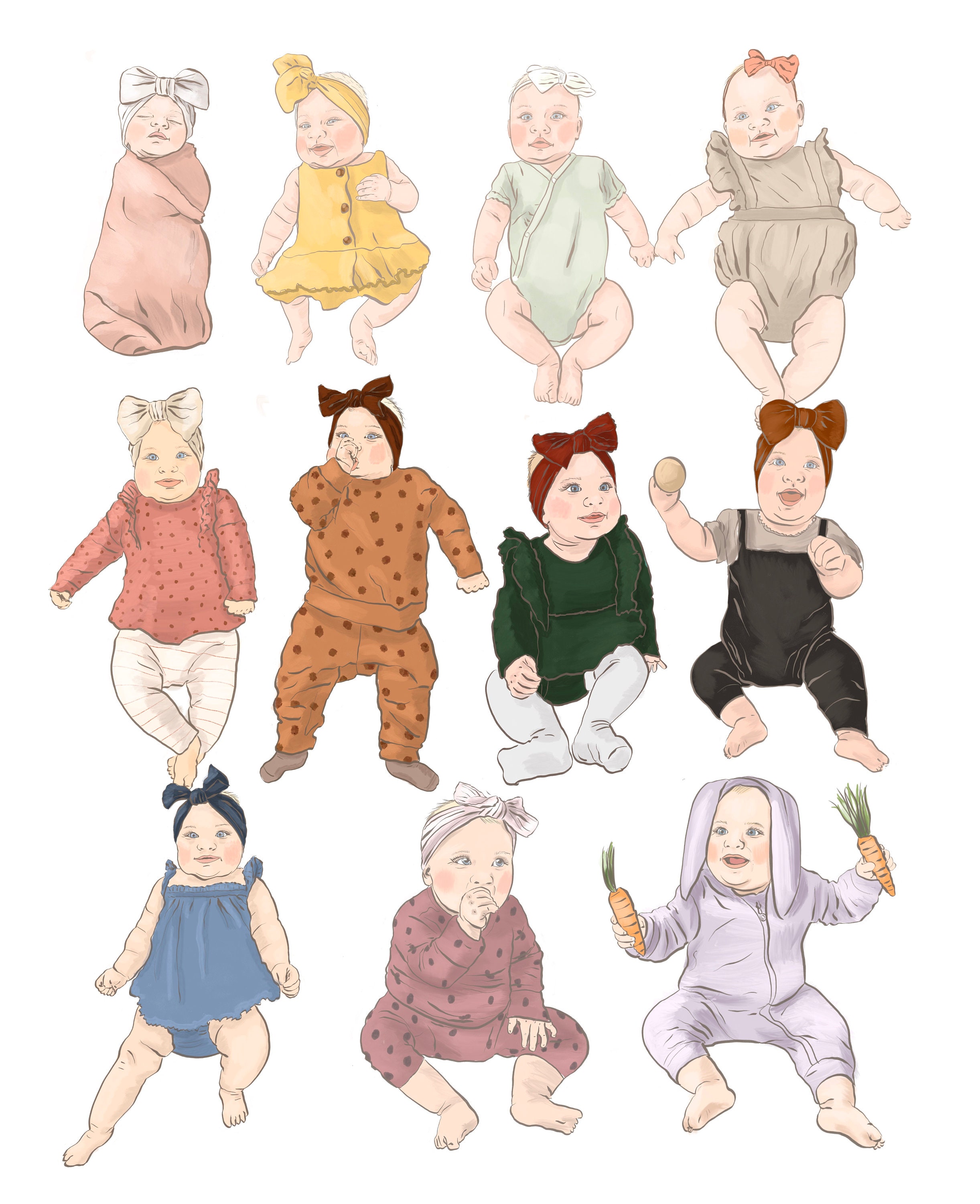 1st Birthday Art Portrait Month-to-month - Etsy