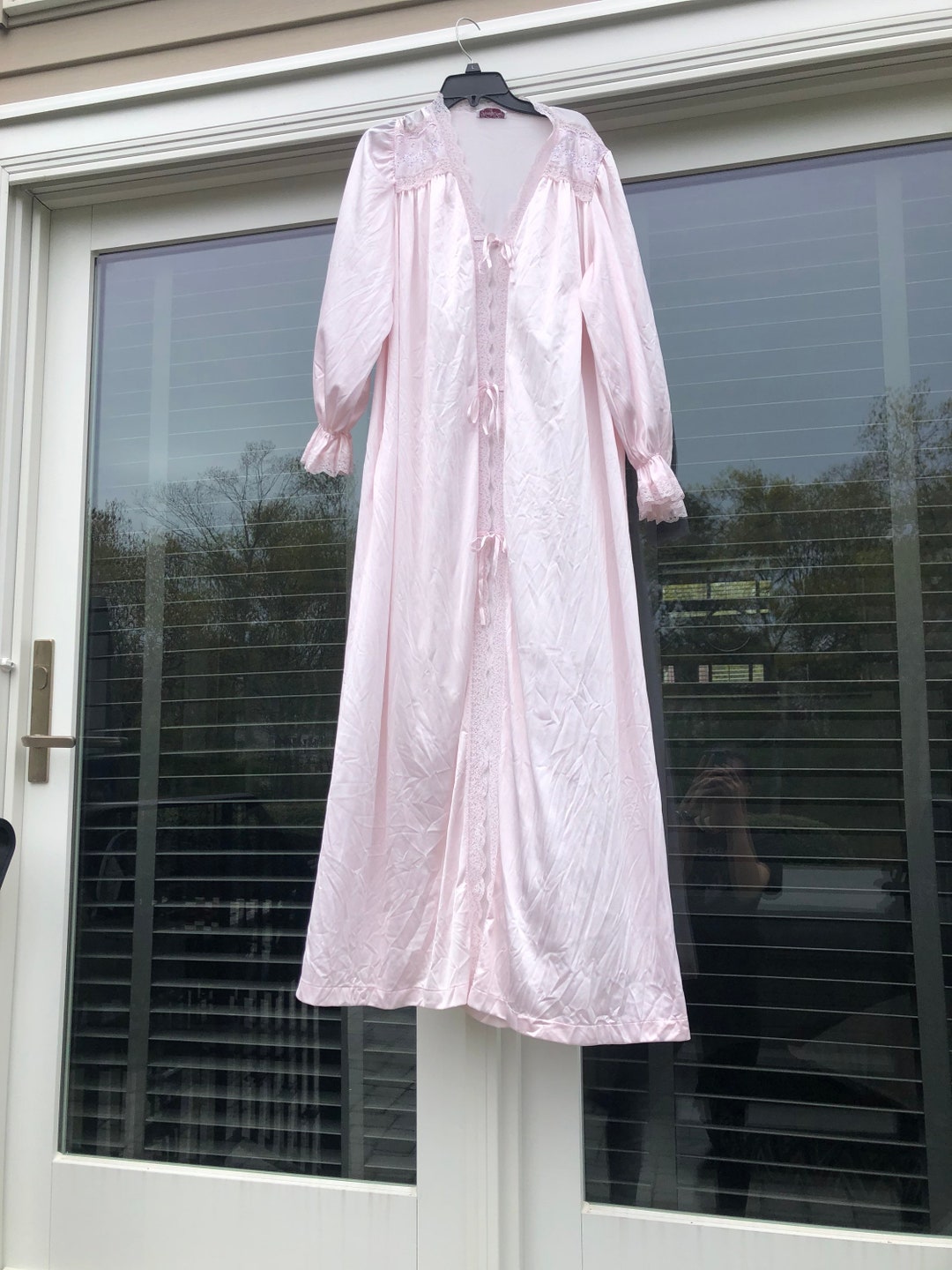 Vintage Pastel Pink Robe Vintage Pink Duster Lace Duster 1970s Duster ...