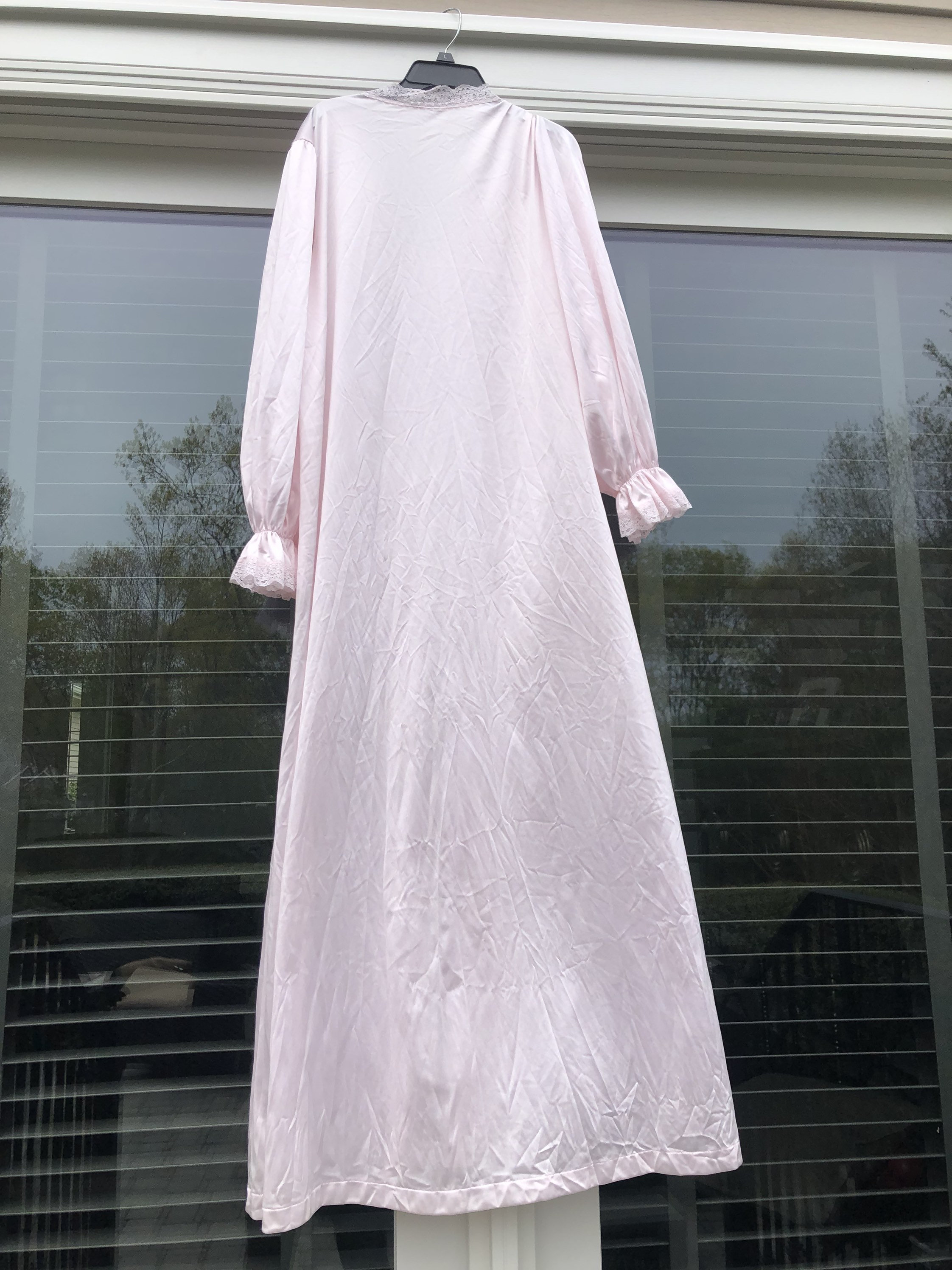 Vintage Pastel Pink Robe Vintage Pink Duster Lace Duster 1970s Duster ...