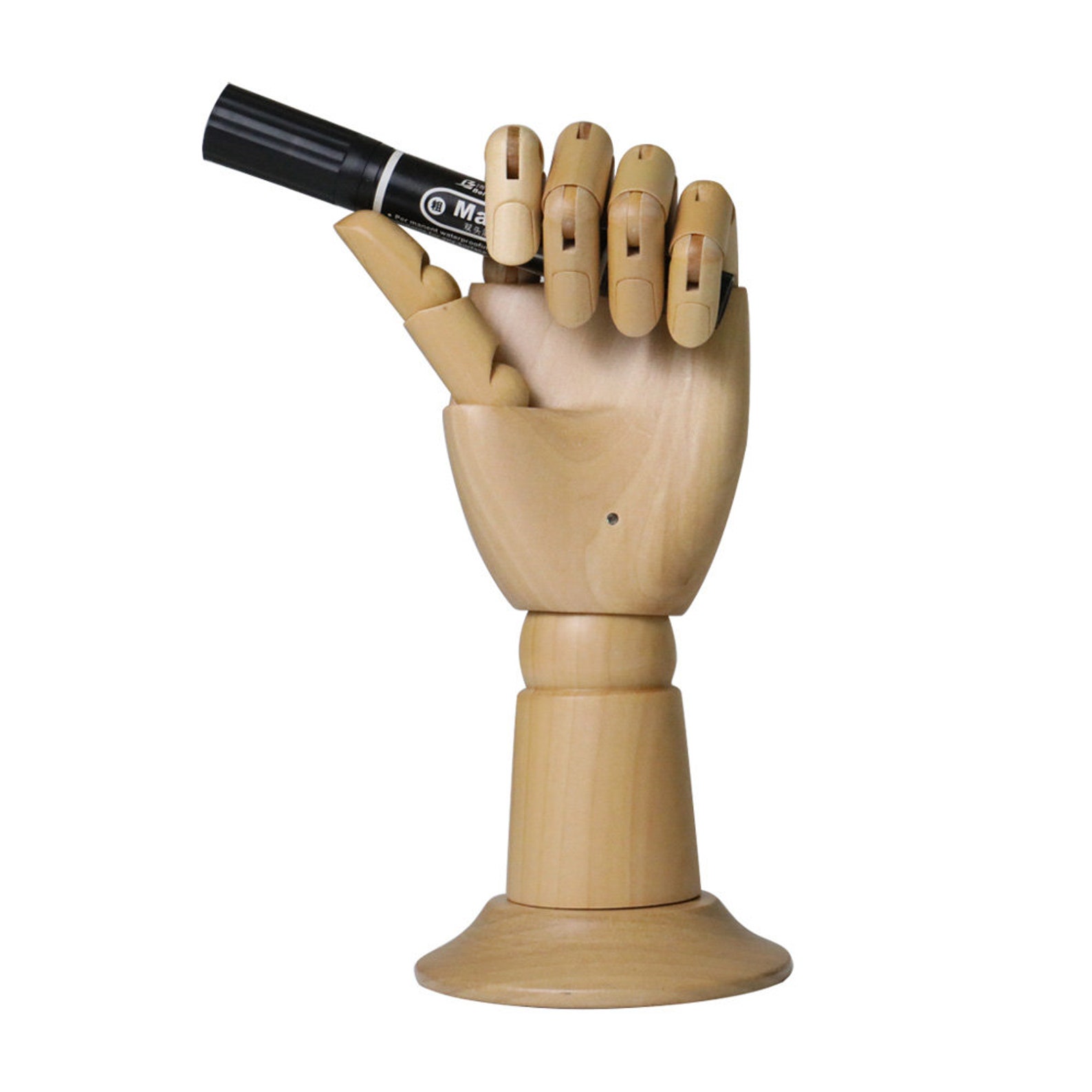 Wood Model Hand With Detachable Round Wooden Base Flexible Movable ...