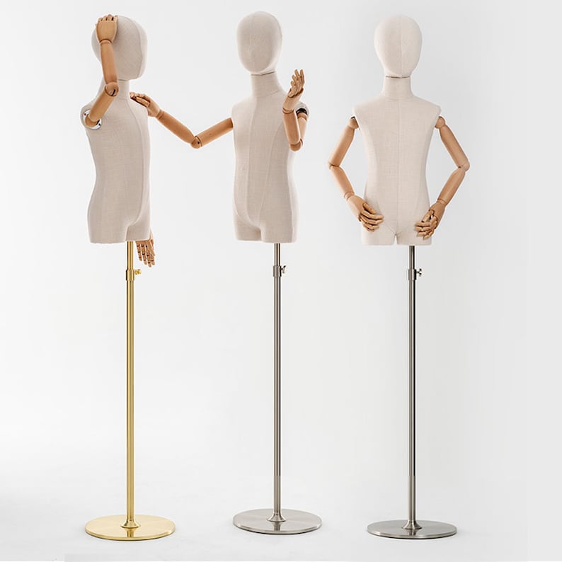 Luxury Kids Mannequin: Bamboo Linen Child Dress Form With Wooden Arms ...