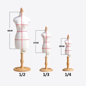 Female Dressform, MINI 1/4 1/3 1/2 XS Size Professional Tailor Form ...