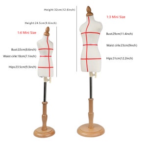 Female Dressform, MINI 1/4 1/3 1/2 XS Size Professional Tailor Form ...