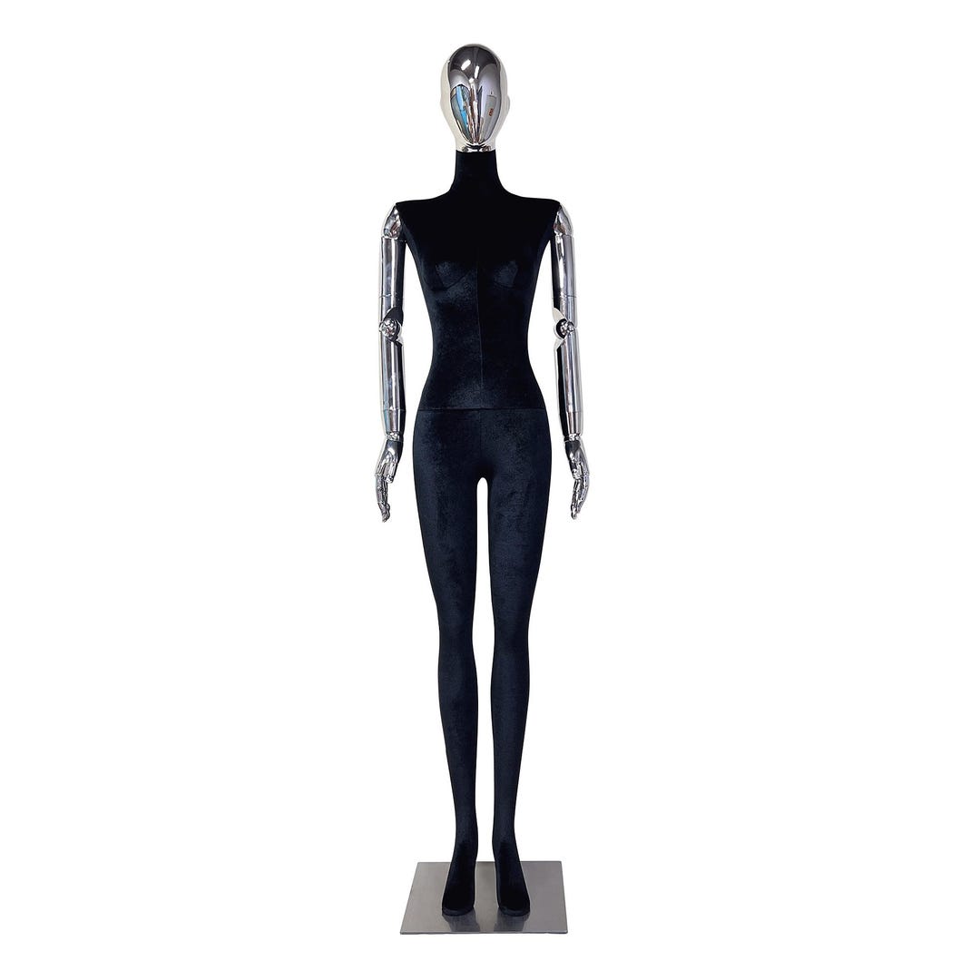 Black Velvet Mannequin: Full Body Display Form With Silver Arms - Etsy