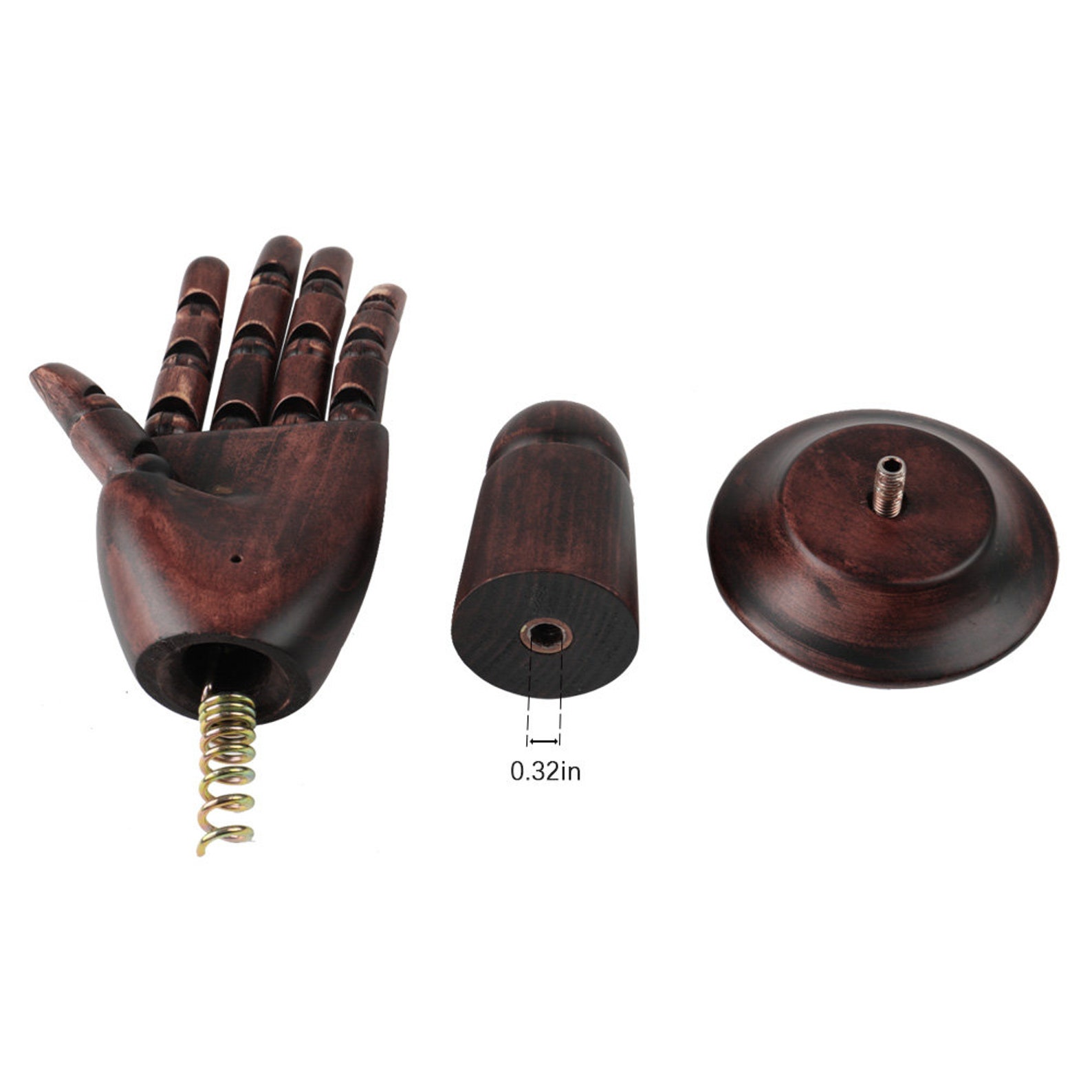 Wood Model Hand With Detachable Round Wooden Base Flexible Movable ...
