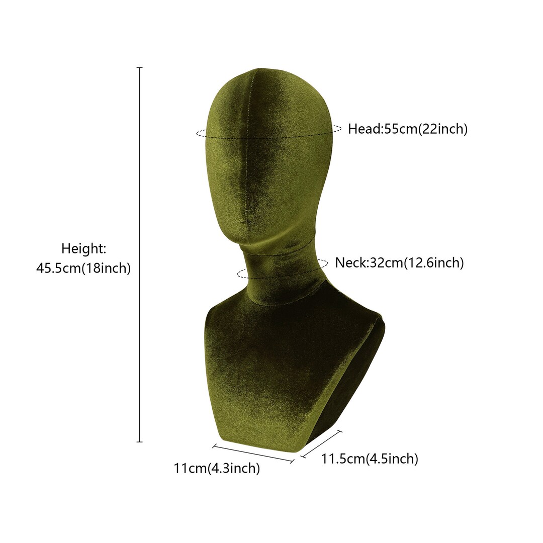 Luxurious Olive-green Velvet Head Model Can Pinnable Cloth - Etsy UK