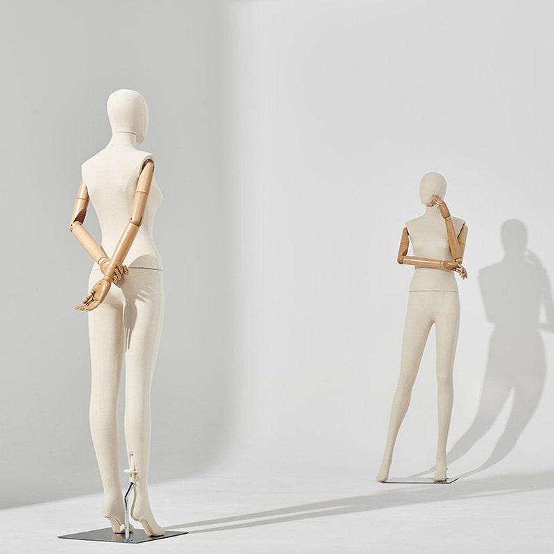 Slub Hemp Mannequin: Female Male Full Body Display Model With Wood Arms ...