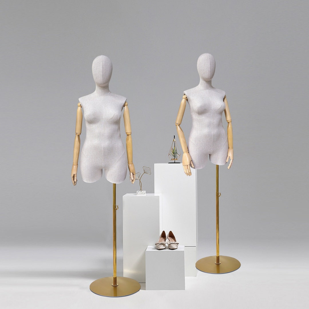 Plus Size Female Half Body Mannequin Torso Display Dummy,bamboo Linen ...