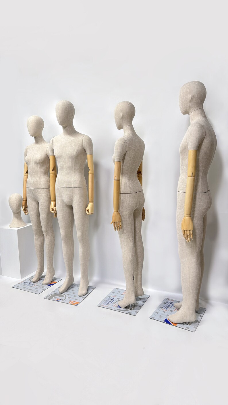 Linen Full Body Mannequin: Sitting Display Form With Wooden Arms - Etsy