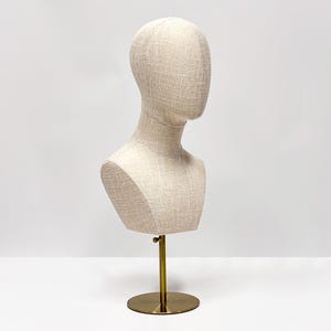 Pinnable Linen Mannequin Head With Golden Base - Hat & Wig Display - Etsy