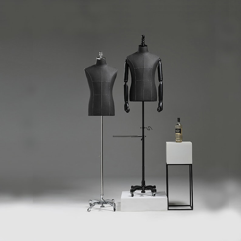 Canvas Men's Mannequin: Half Body Black Fabric Display - Etsy