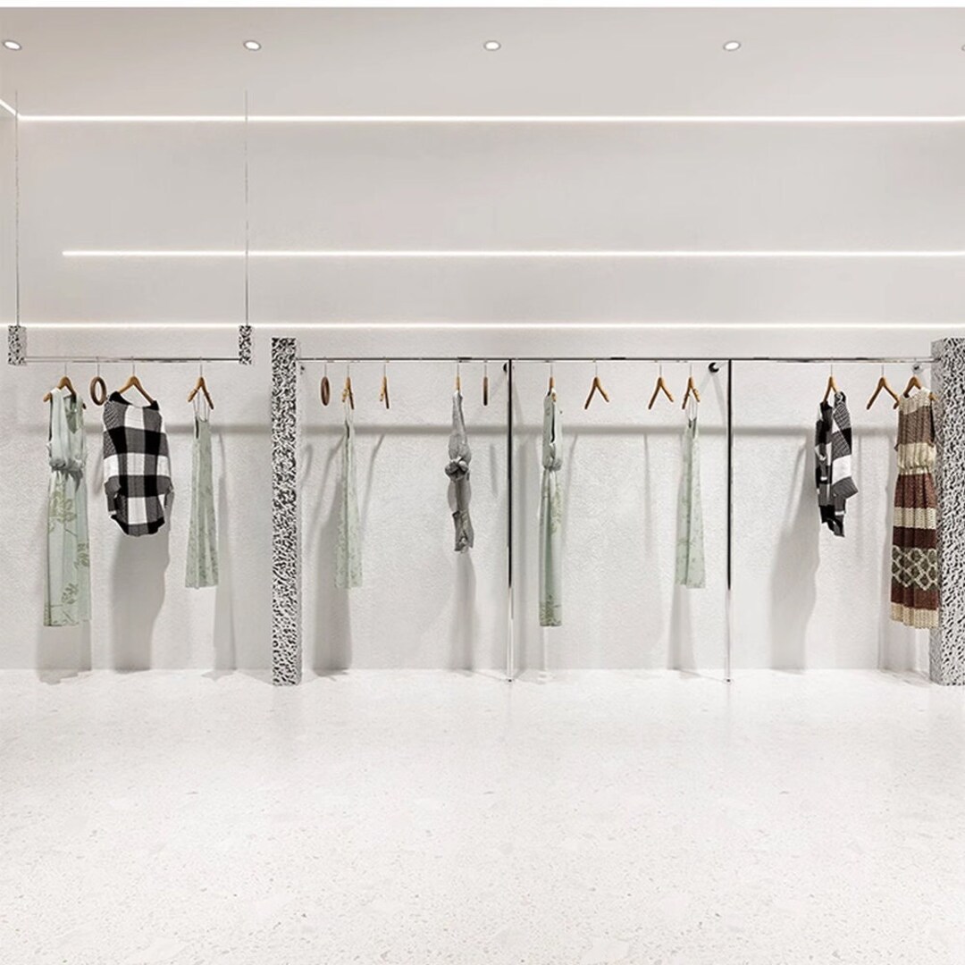 Ceiling Silver Clothes Hanger, Corrugated Water Ripple Bump Effct Dress ...