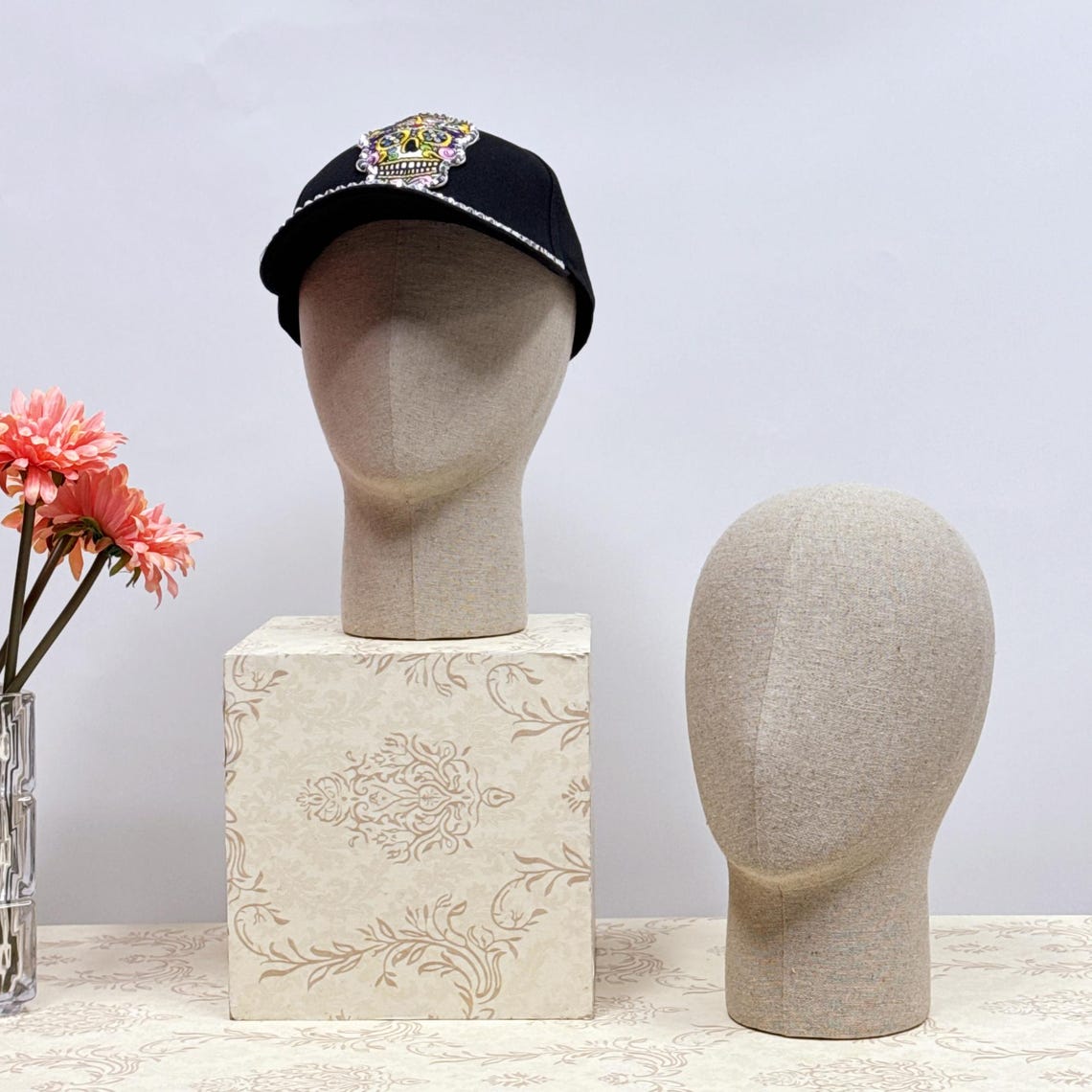 Linen Mannequin Head: Chic Beige Fiberglass Wig Display - Etsy