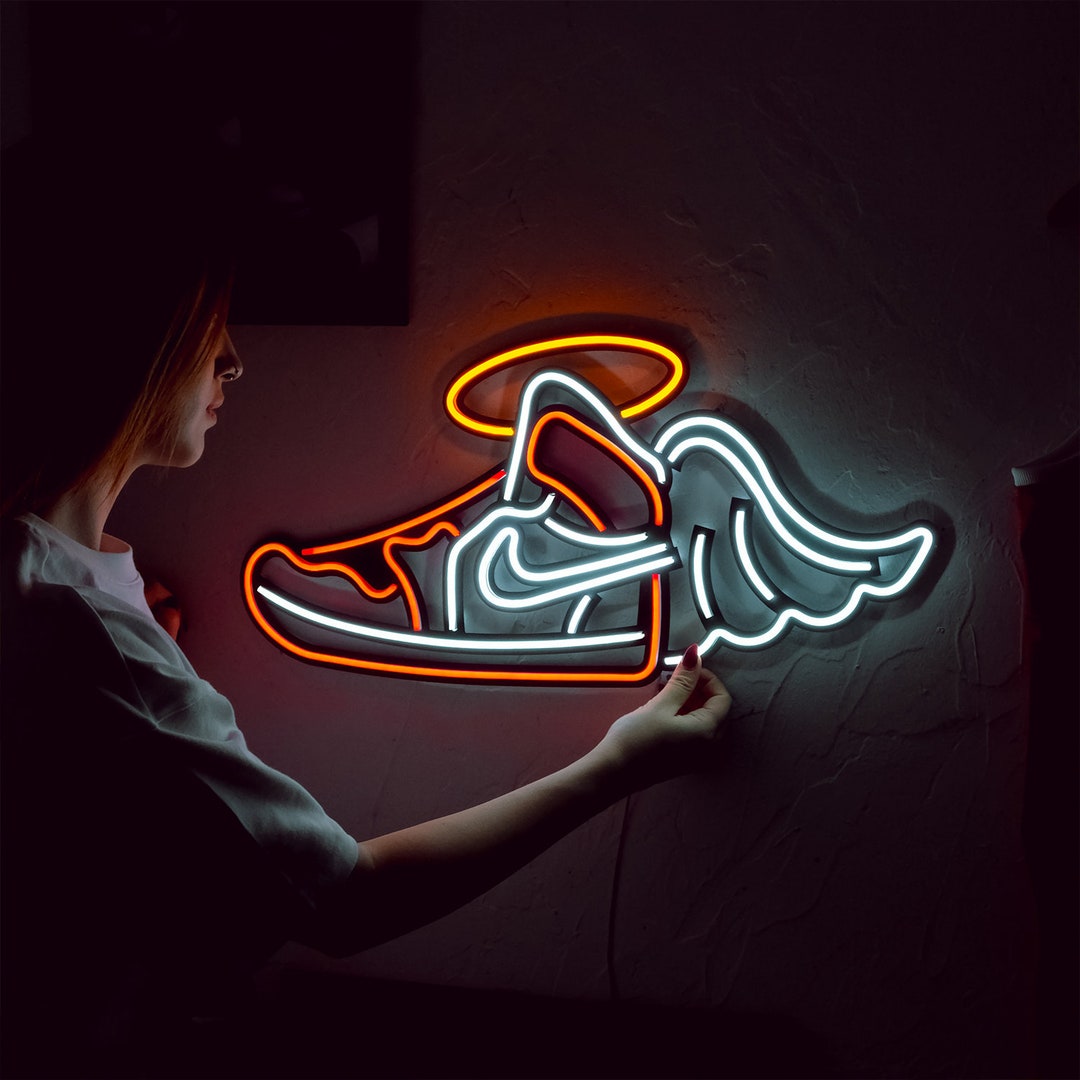 Flying Jordan Neon Wall Decor, Sneaker Led Signs, Teenage Bedroom Decor ...