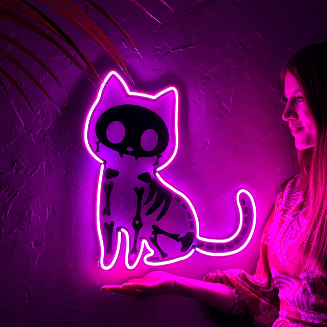 Cat X-ray Neon Wall Sign Cat Bone LED Light, Cat X-ray Scan Neon Sign ...