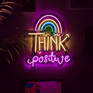 Think Positive Neon Wall Art, Led Neon Sign,neon Wall Decor, Neon Sign ...