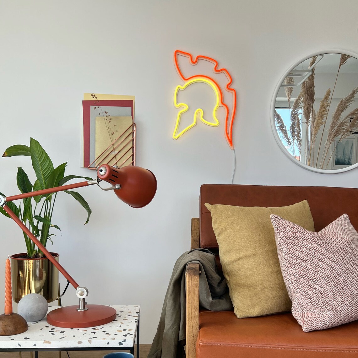 Knight Neon Wall Art Led Neon Sign Spartan Helmet - Etsy